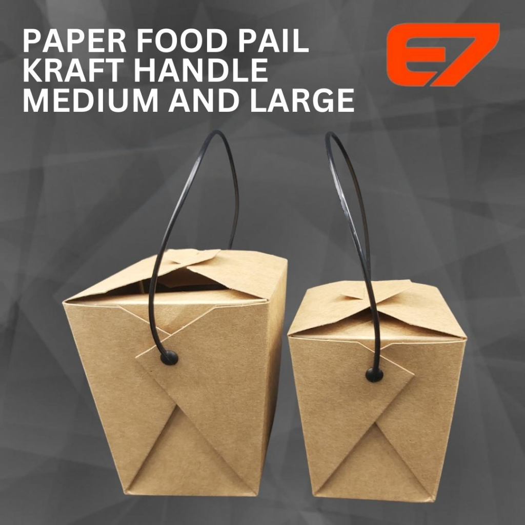 Jual Paper Food Pail Handle Lunch Box Take away Kotak Kertas Makan ...
