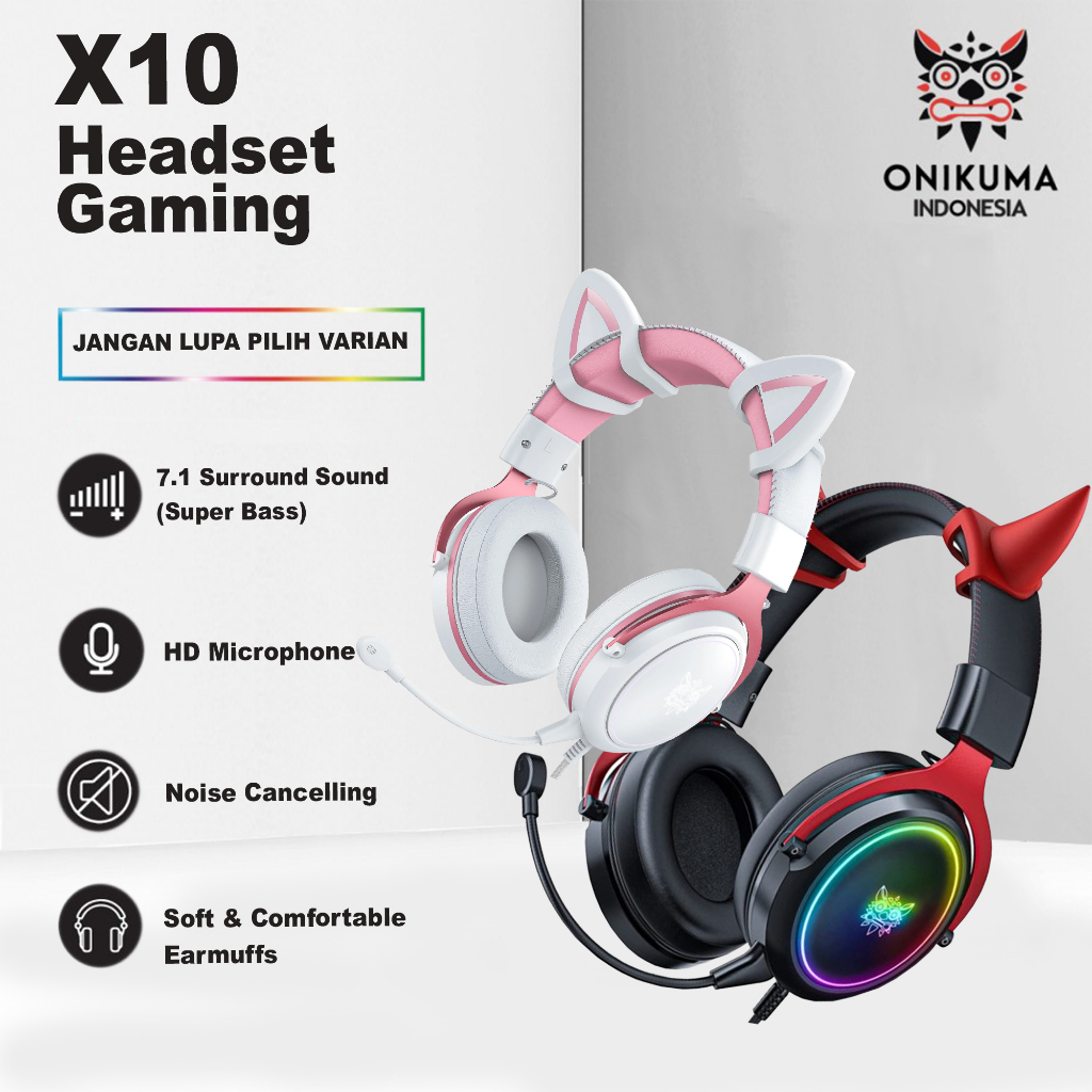 Jual ONIKUMA X10 Headphone Gaming Headset Gaming Black White Original ...