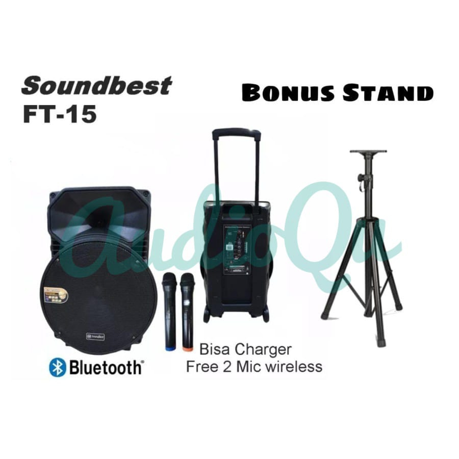 Jual Speaker Portable SOUNDBEST FT 15 Original 15inch Bluetooth Bonus ...