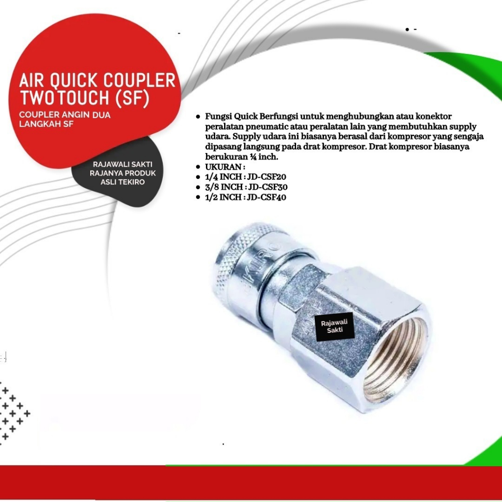 Jual TEKIRO AIR QUICK COUPLER TWO TOUCH 20 SF /COUPLER | Shopee Indonesia
