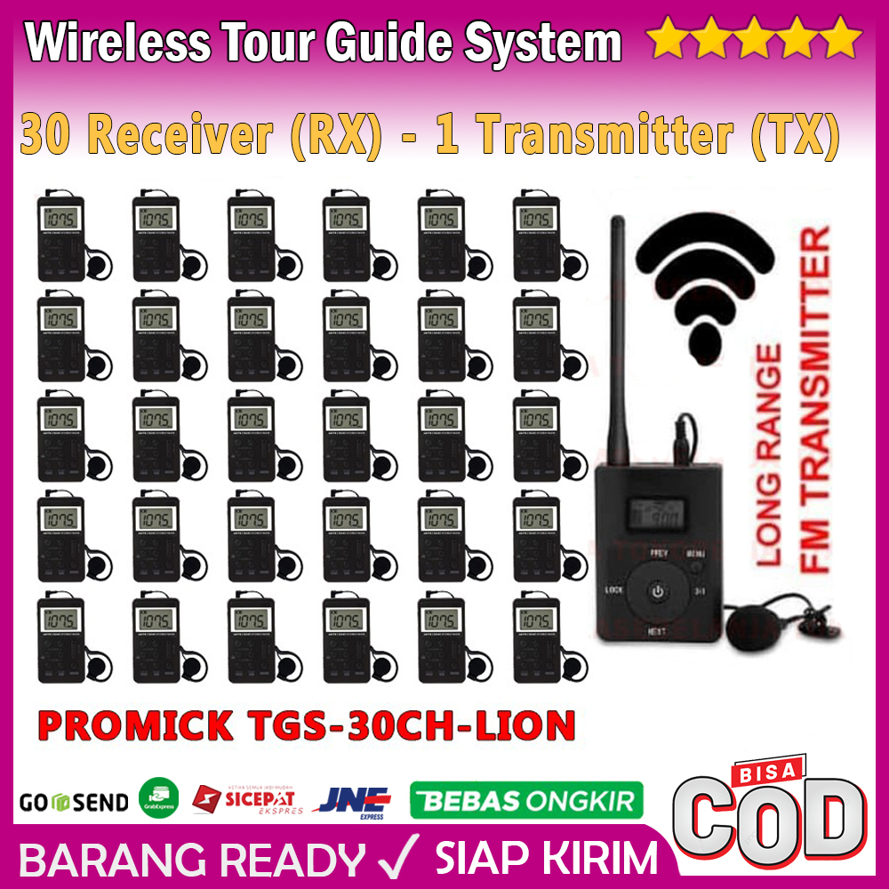 Jual Wireless Audio Tour Guide System 30 Receiver RX and 1 Transmitter ...