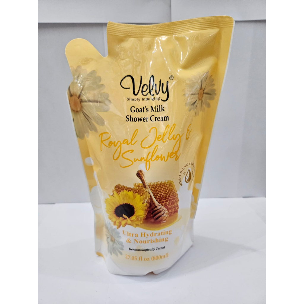 Jual Velvy Goat's Milk Shower Cream Royal Jelly & Sunflower 800 ML ...