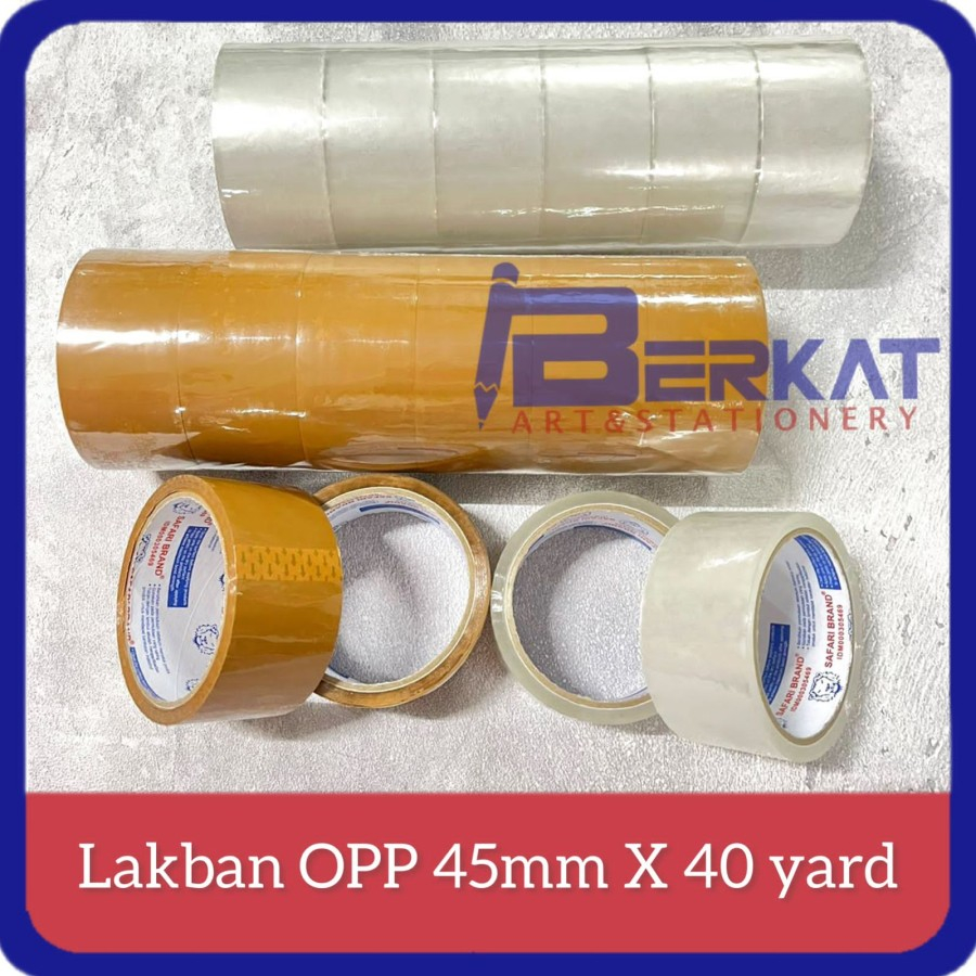 Jual Lakban OPP Isolasi Besar Bening / Coklat SAFARI (45mm x 40 Yard ...