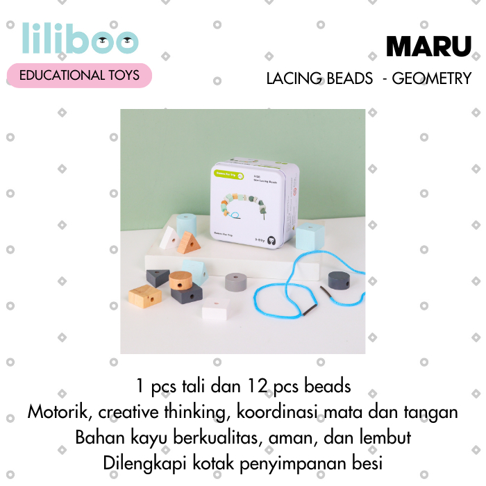 Jual LILIBOO MARU Mainan Edukasi Anak Montessori Kayu Threading Lacing ...