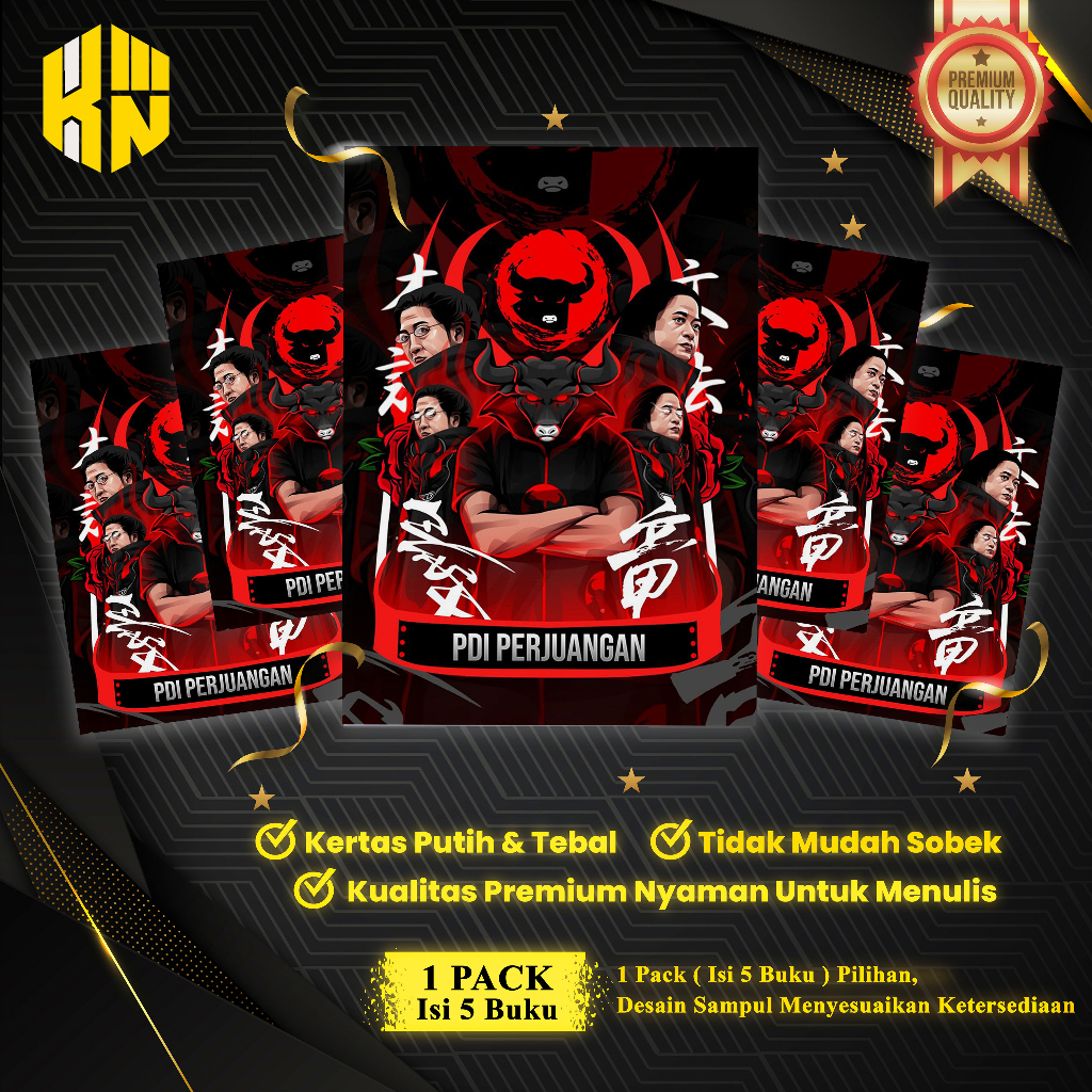 Jual KEN.IND - Buku Tulis Sekolah Custom Tema PDI PERJUANGAN Bergaris ...