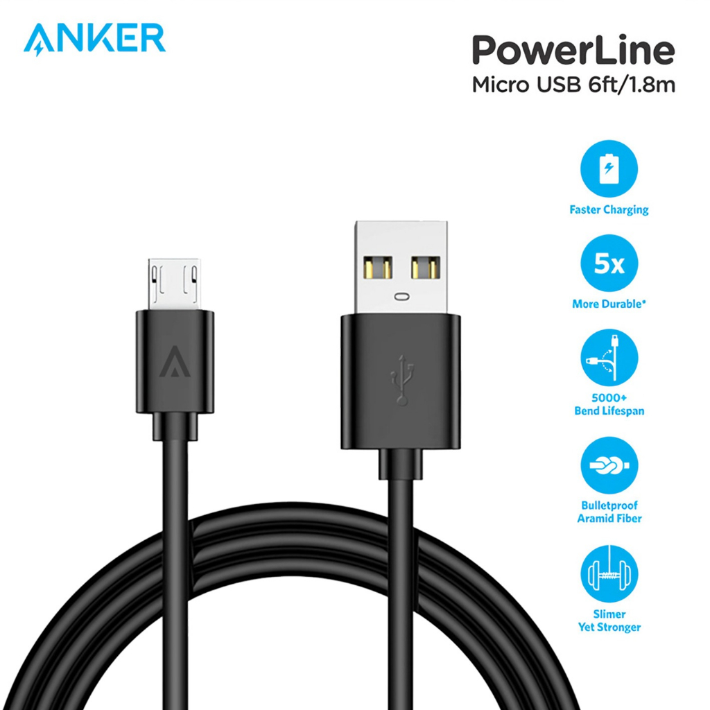 Jual Kabel Data Anker Powerline Micro USB 6FT / 1,8 Meter Kabel High ...