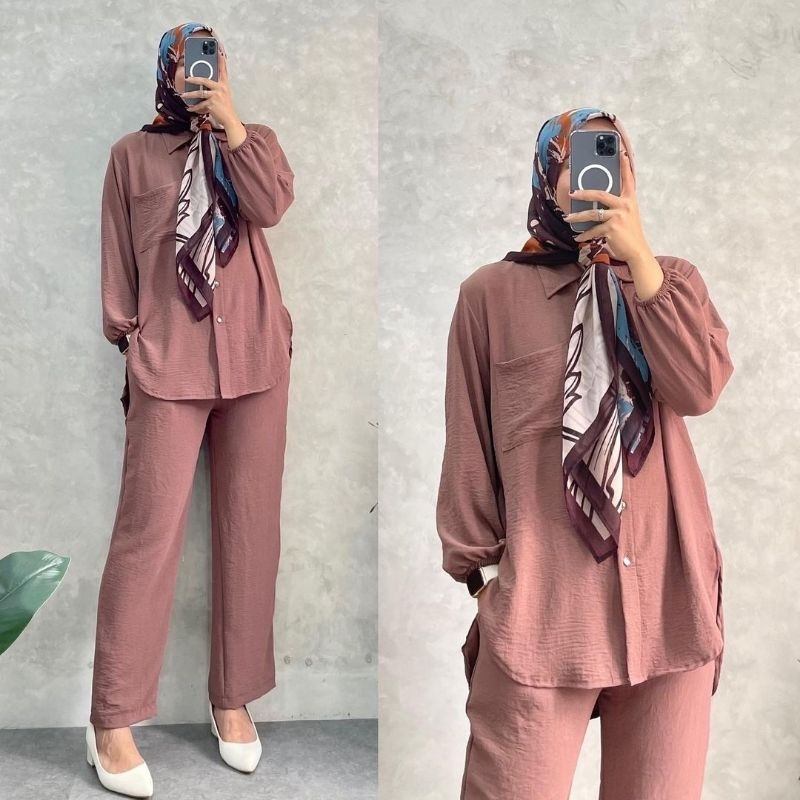 Jual Amanda One Set Premium | Setelan Crinkle Airflow | Shopee Indonesia