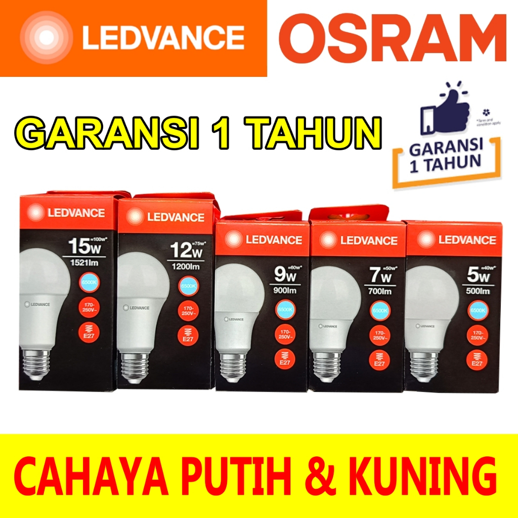 Jual Bohlam Lampu Led Rumah Ledvance 5 Watt 7 Watt 9 Watt 12 Watt 15 ...