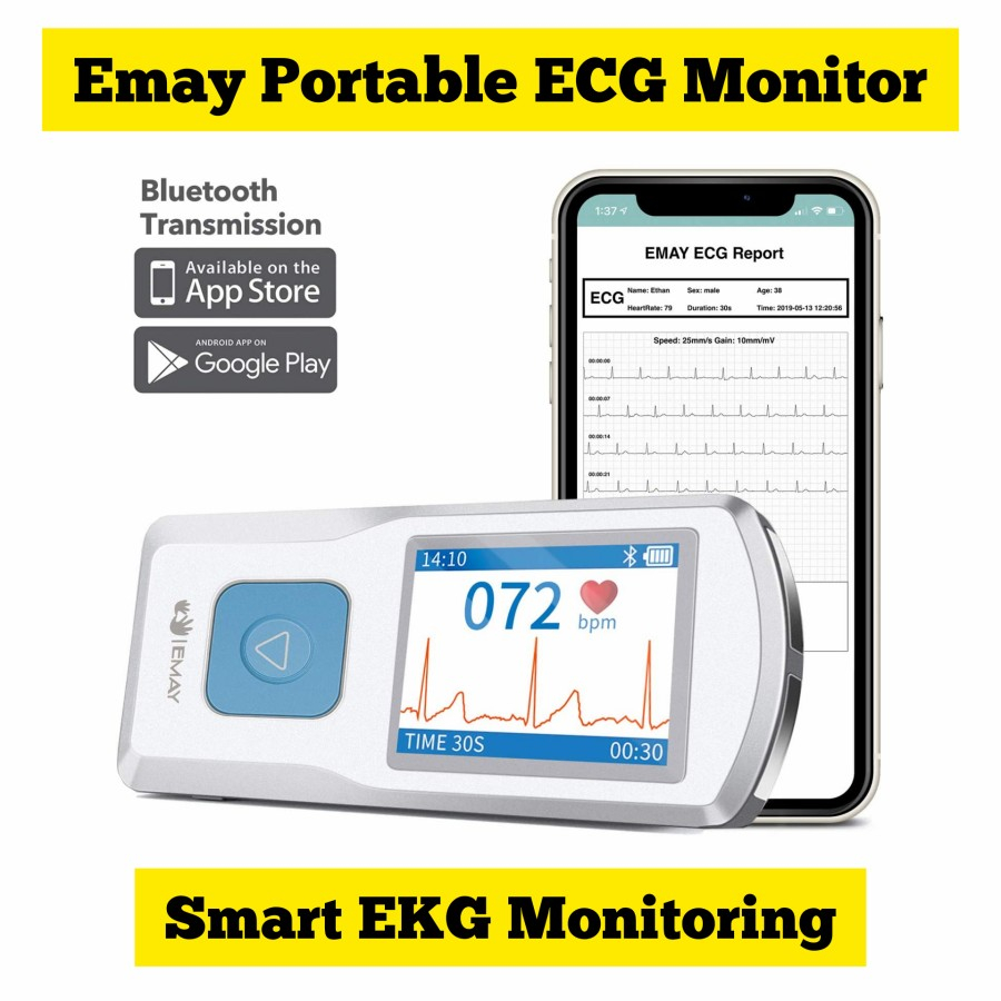 Jual Emay Portable Wireless EKG Monitor ECG Monitoring With LCD Display ...