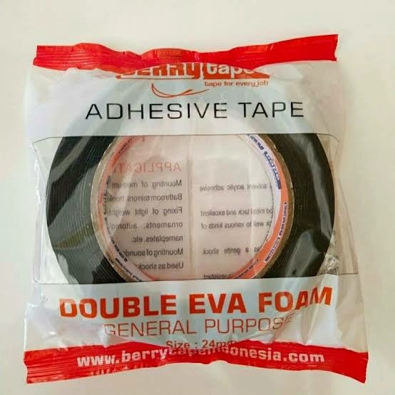 Jual DOUBLE TAPE FOAM BUSA BERRY 1" INCH 24 mm x 5 m / ISOLASI BOLAK BALIK TEBAL / DOUBLE TAPE ...