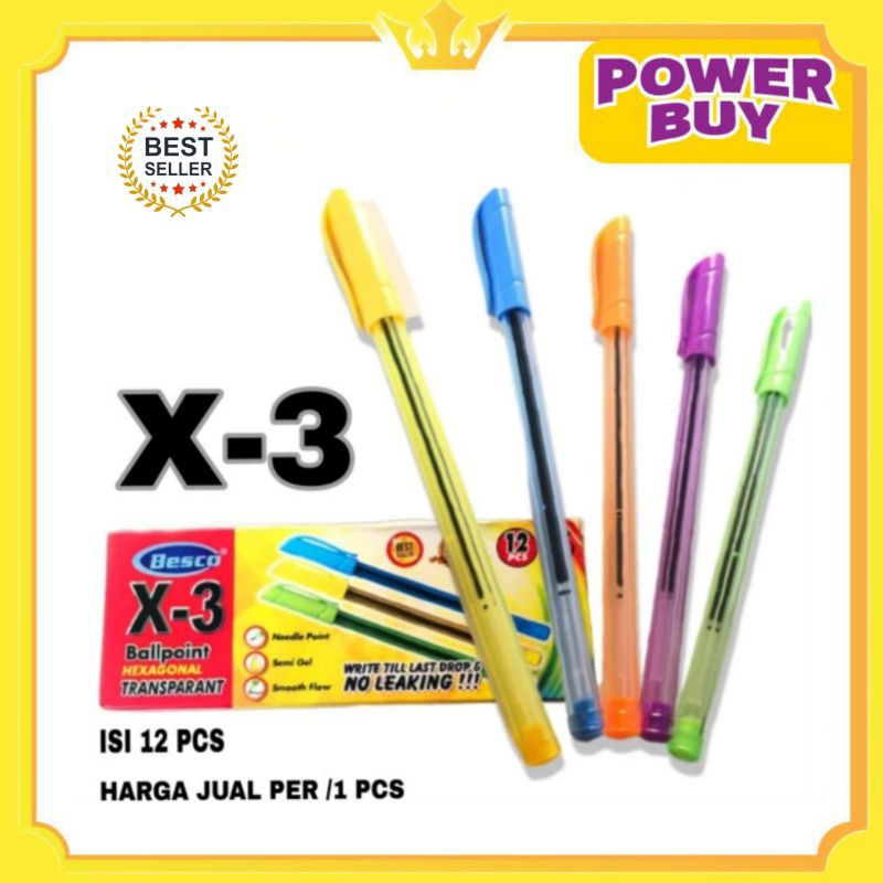 Jual 12 pcs pulpen x-3 pulpen cantik/ pulen siswa/pulpen anak sekolah ...