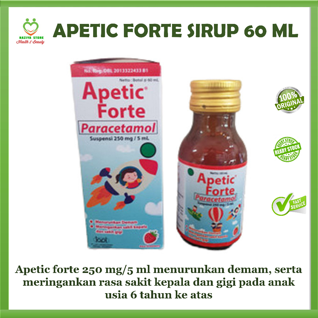 Jual APETIC FORTE PARACETAMOL SIRUP 60 ML Obat Demam Anak Sakit gigi ...