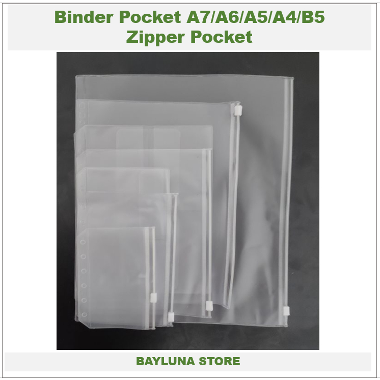 Jual Binder Pocket Zip Pocket Zipper Kantong Serbaguna Size A7/A6/A5/A4 ...