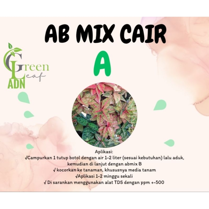 Jual Pupuk / Nutrisi AB MIX cair untuk Tanaman Hias Daun 200ml | Shopee ...