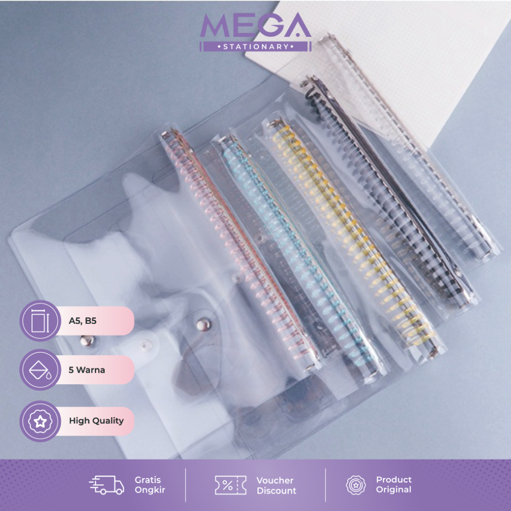 Jual Binder Bahan PVC RING Warna PASTEL A5 B5 / map Binder Plastik ring ...