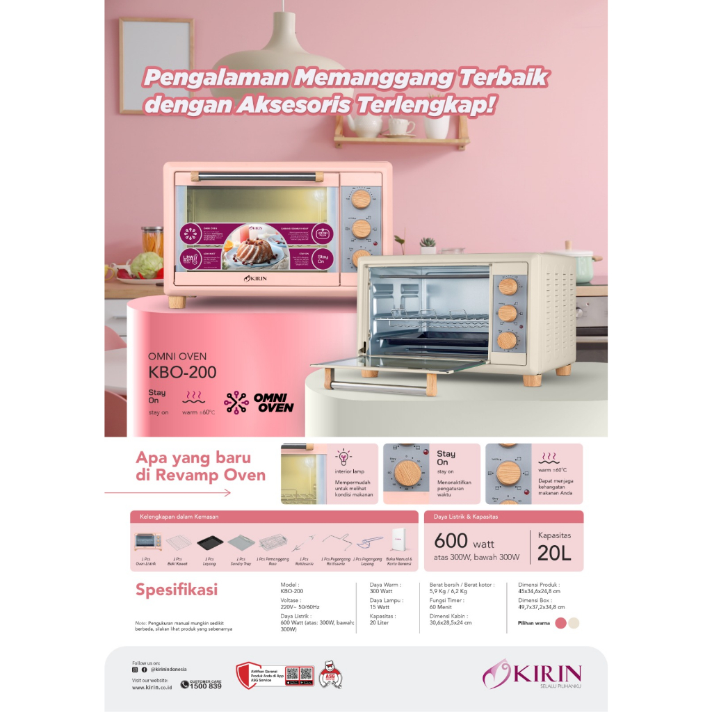 Jual Oven Kapasitas 20 Liter Kirin Omni KBO 200 New White | Shopee Indonesia