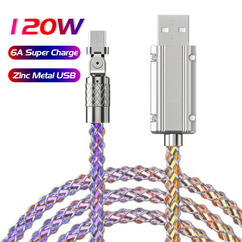 Jual 180° Rotation Charging Cable 120W Fast Charging Line 6A Qucikly ...