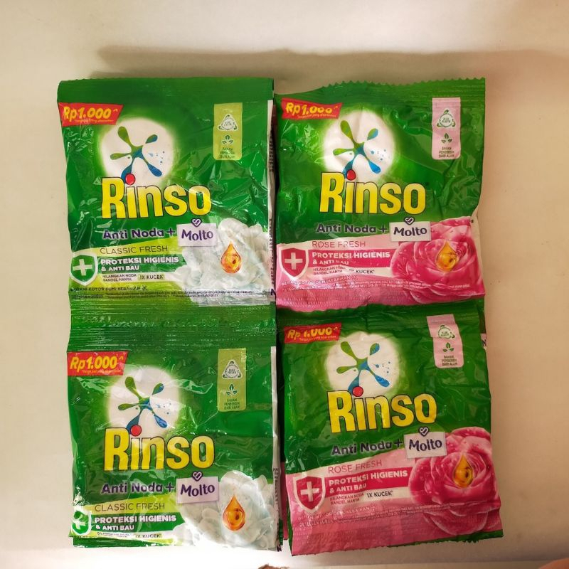 Jual { 1 RENCENG isi 6 } - Rinso Anti Noda + Molto 40gr / Detergen ...