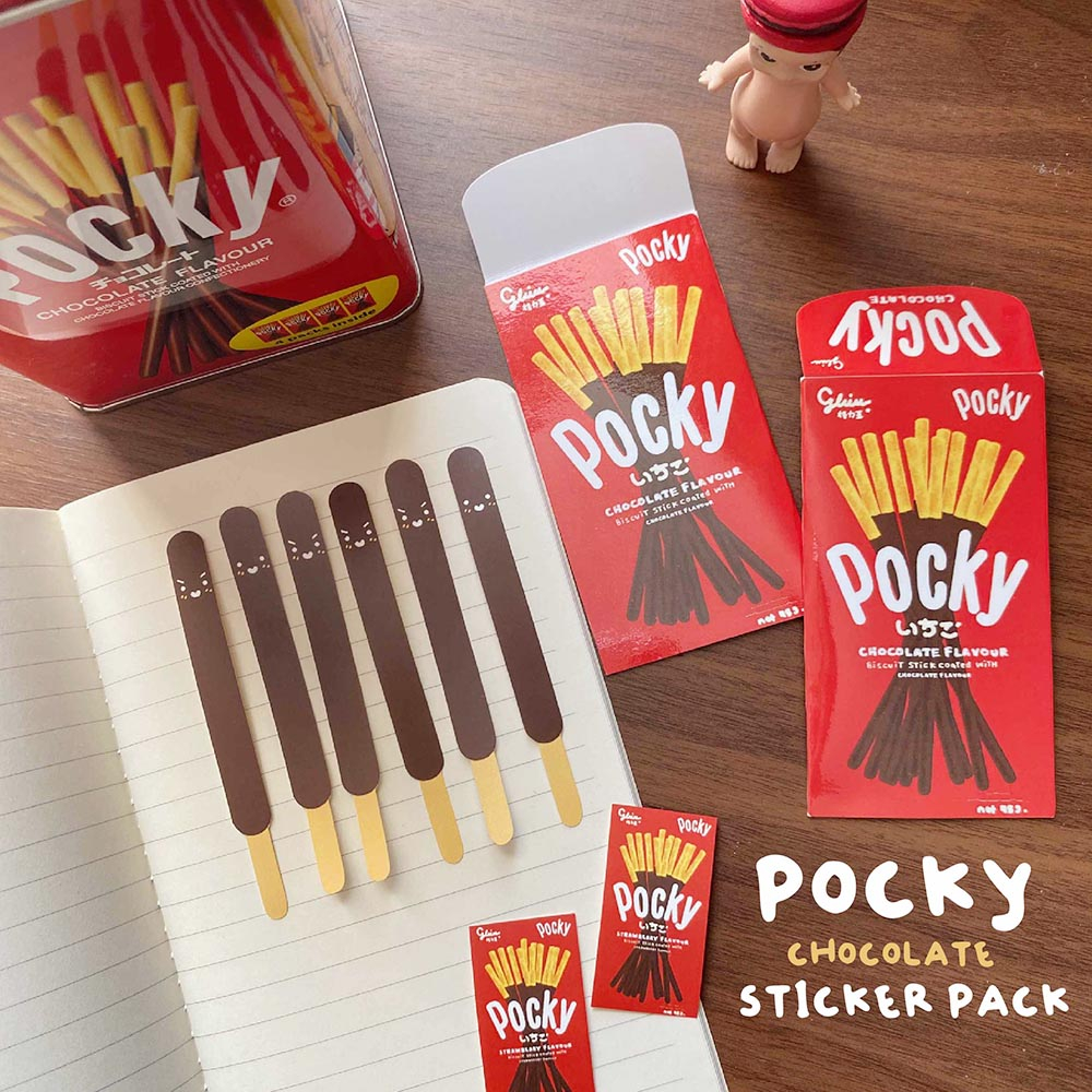 Jual Pocky sticker pack - strawberry & choco stiker lucu | Shopee Indonesia