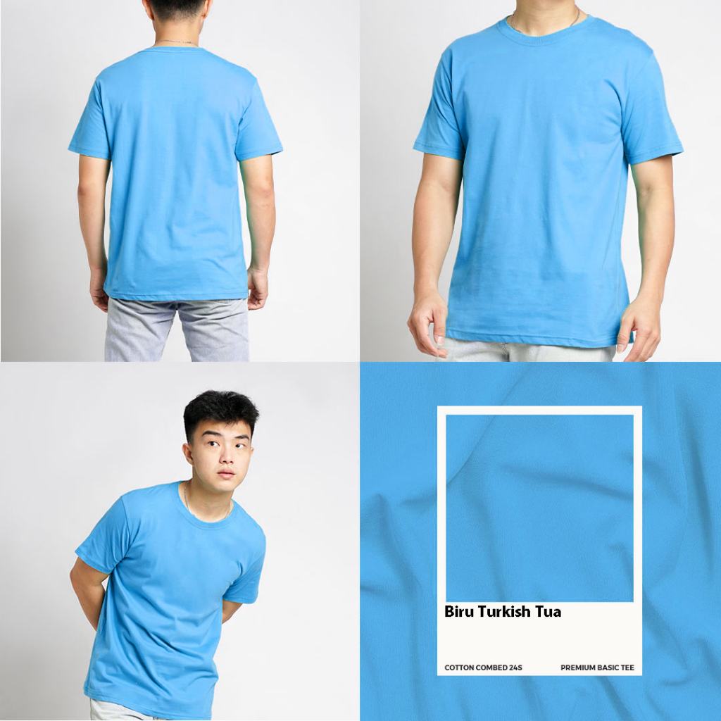 Jual Kaos Polos Biru Turkish Tua S-5XL Cotton Combed 24s Premium | Shopee Indonesia