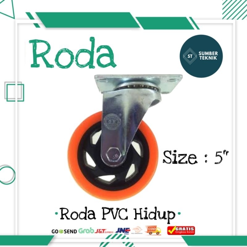 Jual Roda Caster PVC Hidup 5 Inch Roda Kastor Trolley Troli Etalase ...