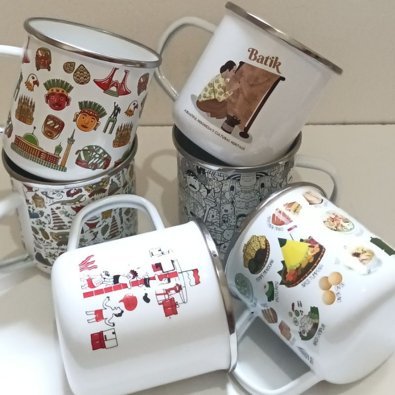 Jual Mug Gelas Enamel gambar custom Seri Indonesia 9cm bahan premium ...