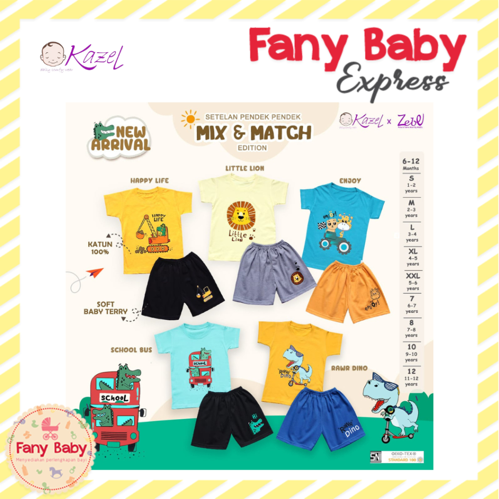 Jual KAZEL X ZEBE SETELAN PENDEK "MIX & MATCH" EDITION (6BLN-11THN) / SNI | Shopee Indonesia