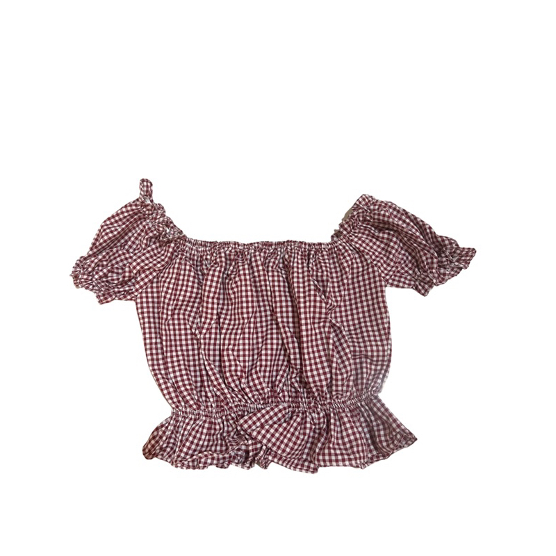 Jual sabrina top ruffle kotak blouse macan | Shopee Indonesia