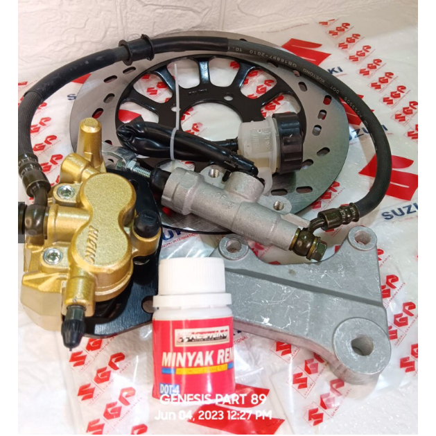 Jual PIRINGAN CAKRAM SET ASSY KALIPER BELAKANG SATRIA 2 TAK NISSIN PLUS BREKET | Shopee Indonesia