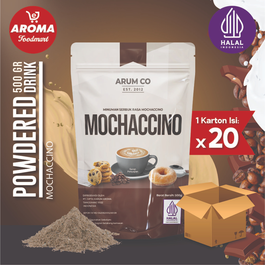 Jual 1 Karton Arum Co Bubuk Mochaccino 500gr / Mochaccino Powder ...