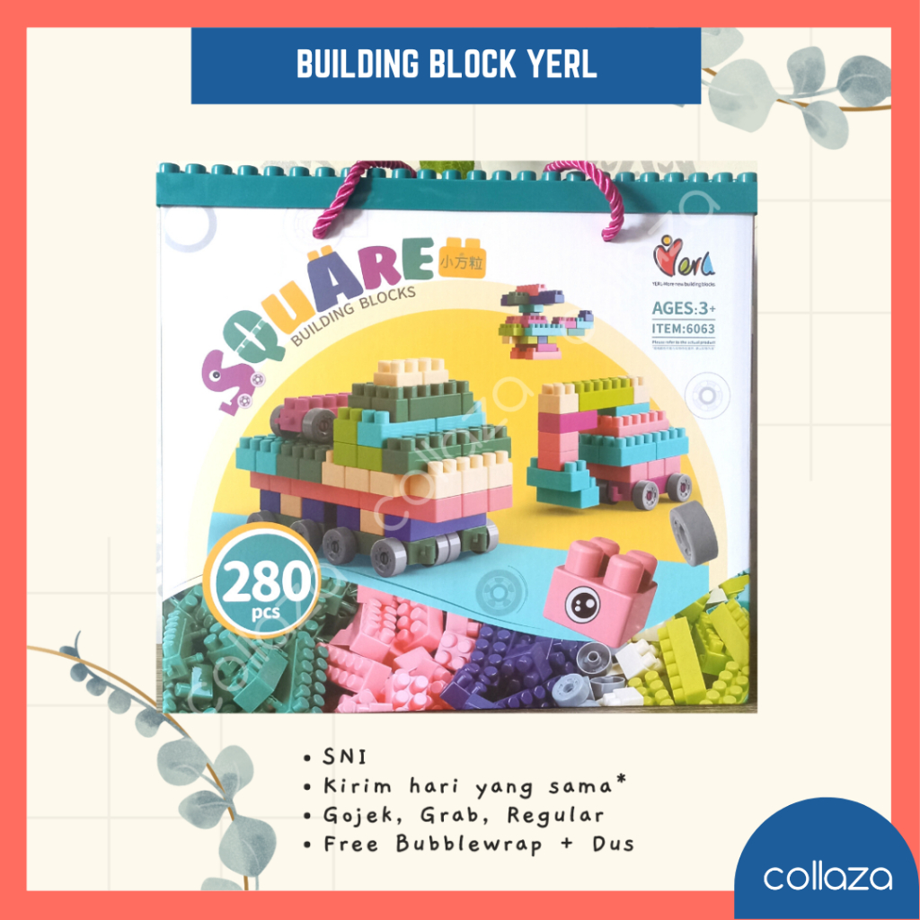 Jual mainan bricks | square building blocks 280 | mainan edukasi ...