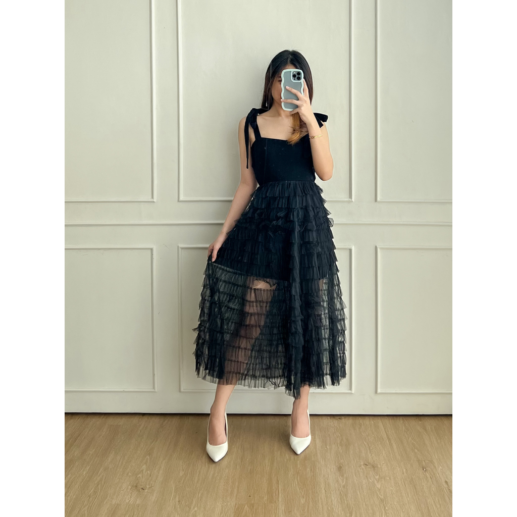 Jual DOLLA - Tara Dress Black Party Dress Elegant | Shopee Indonesia