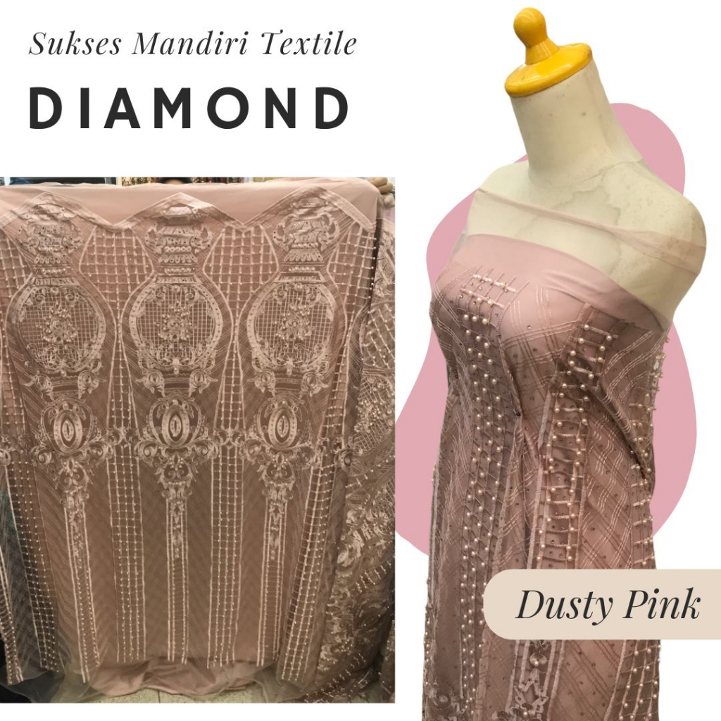 Jual [DIAMOND] Tille Brokat Dusty Pink, Harga per 1/2 meter = 50 cm ...