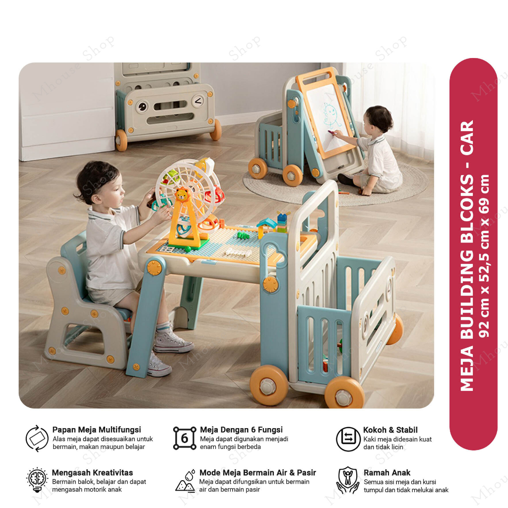 Jual SET MEJA KURSI CAR RAK BUKU WHITEBOARD BUILDING BLOCK MULTIFUNGSI ...