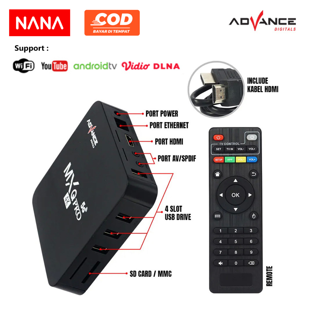 Jual NANA - Advance Android TV Box Ubah TV lama Menjadi Smart TV ATB-01 Mxq Pro 4K Support Wifi ...