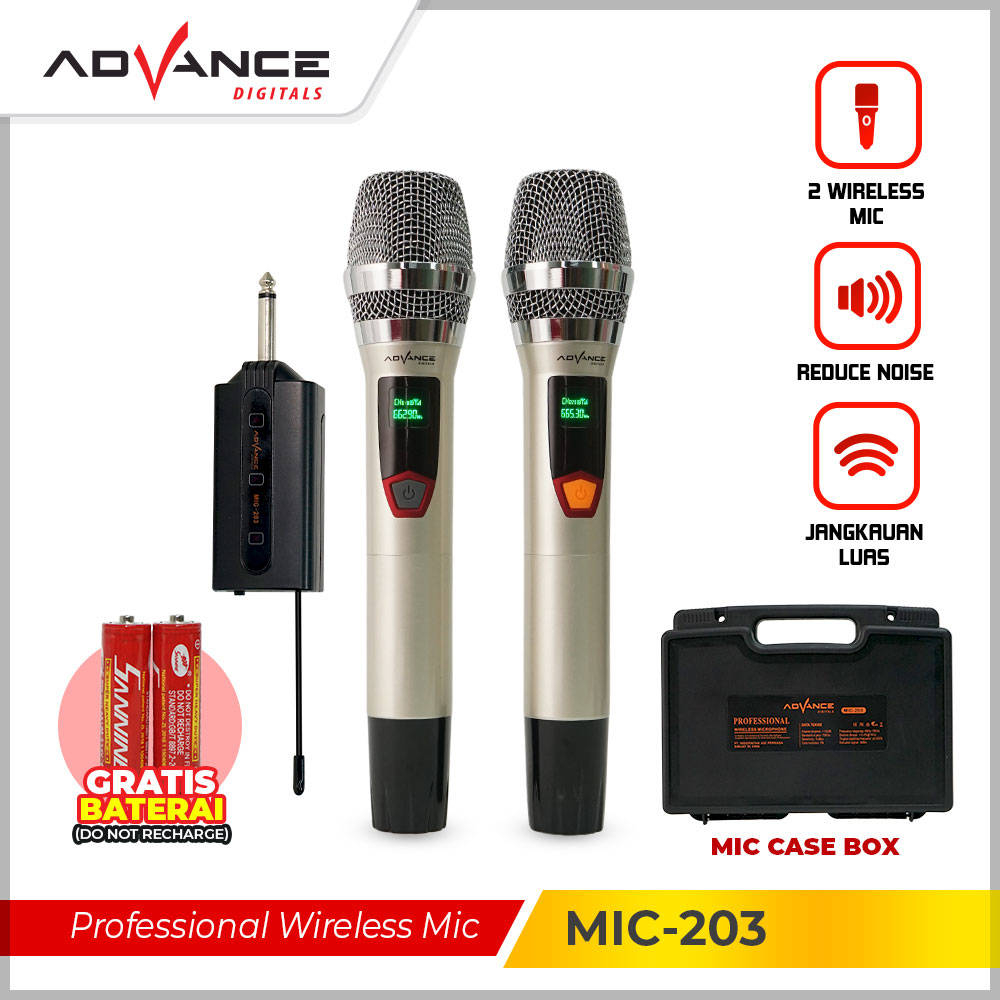 Jual 【READY STOCK】Advance MIC-203 Profesional 2 Mic Wireless Microphone ...