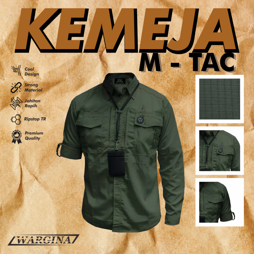 Jual [Custom Bordir & DTF ] Kemeja Tactical M-Tac Lengan Panjang Original Premium High Quality ...