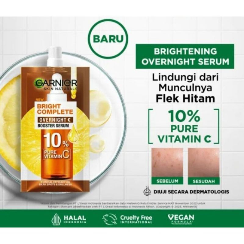 Jual ( Sachet ) GARNIER Bright Complete Overnight / Anti Acne Serum ...