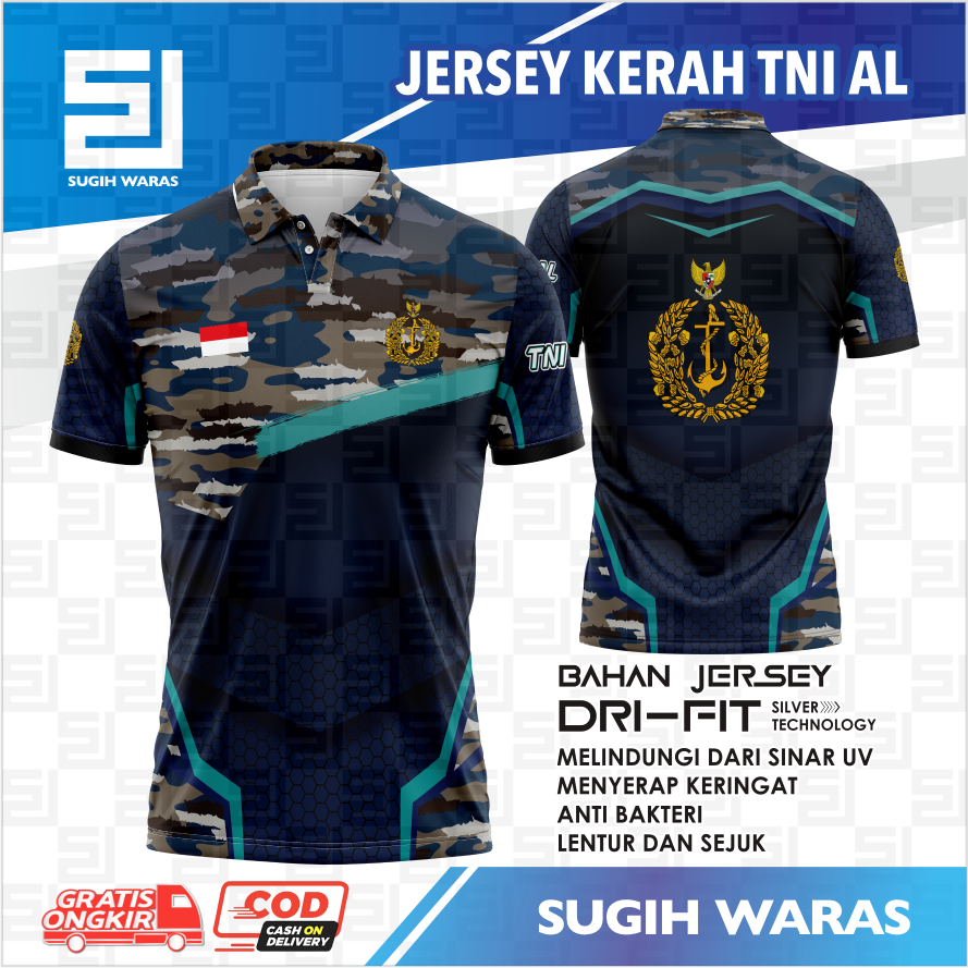 Jual JERSEY KERAH TNI AL / KAOS TENTARA NASIONAL INDONESIA / DRI FIT WANGKI LENGAN PENDEK TNI AL ...