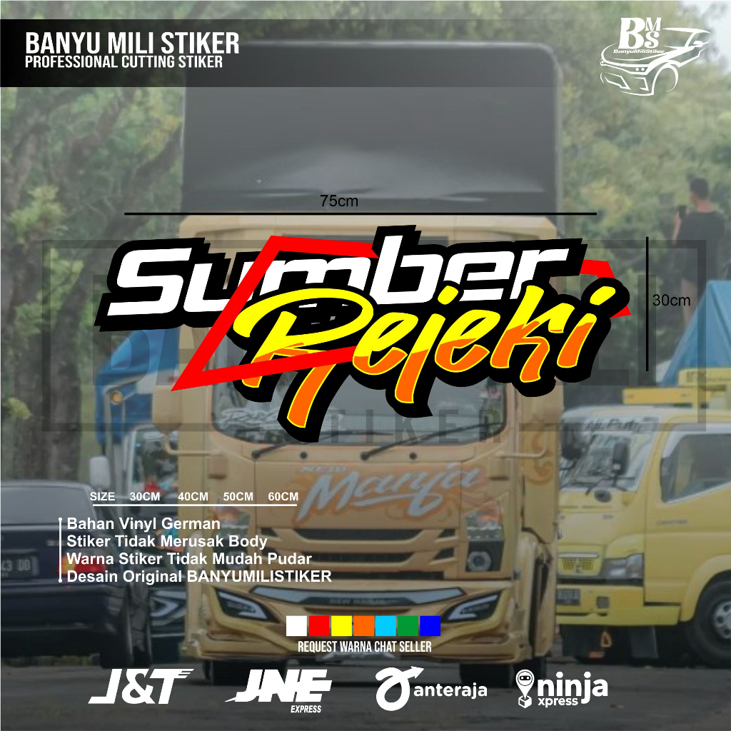Jual Stiker truk sumber rejeki sticker cutting kabin depan truk pickup ...