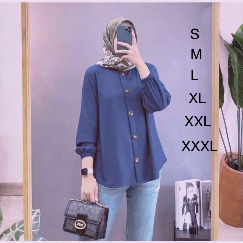 Jual Atasan Wanita Kringkel Airflow Lengan Karet-Kemeja Blouse Wanita Kekinian | Shopee Indonesia