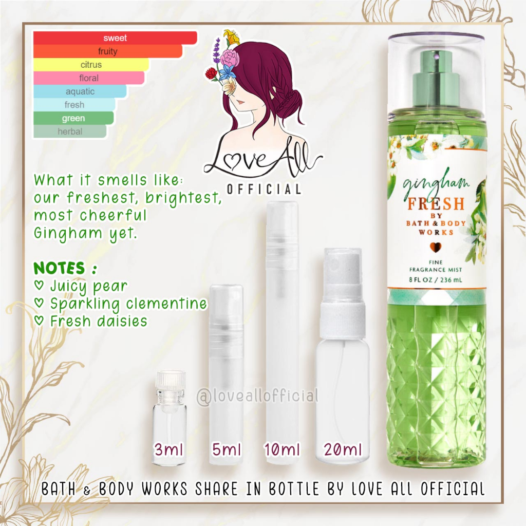 Jual Gingham Fresh Bath and Body Works Body Mist share in bottle tester ...