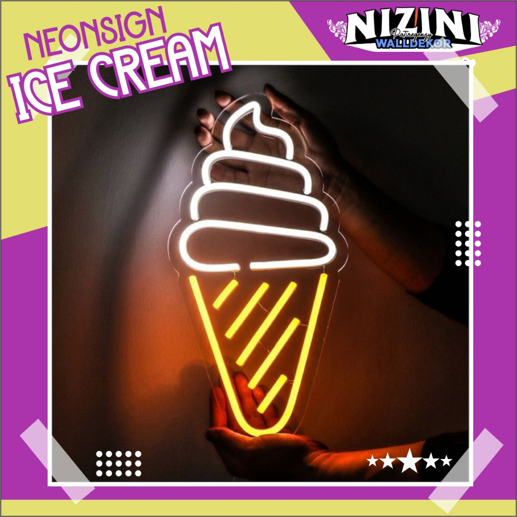 Jual LAMPU HIAS LOGO ICE CREAM NEON SIGN CUSTOM LOGO HIASAN KAMAR CAFE ...