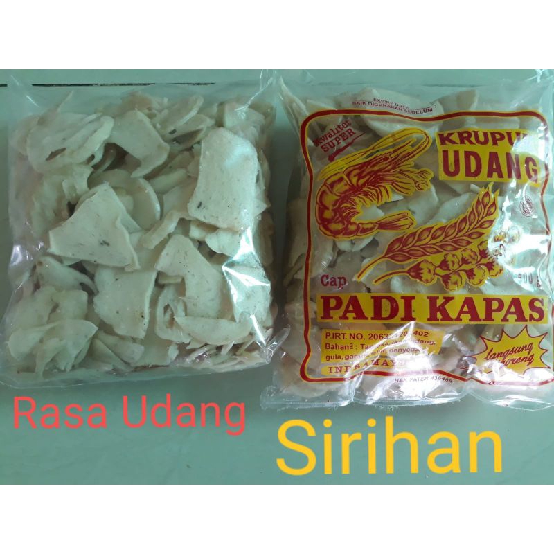 Jual kerupuk atau krupuk Sirihan atau siripan rasa udang cap padi kapas @500g | Shopee Indonesia