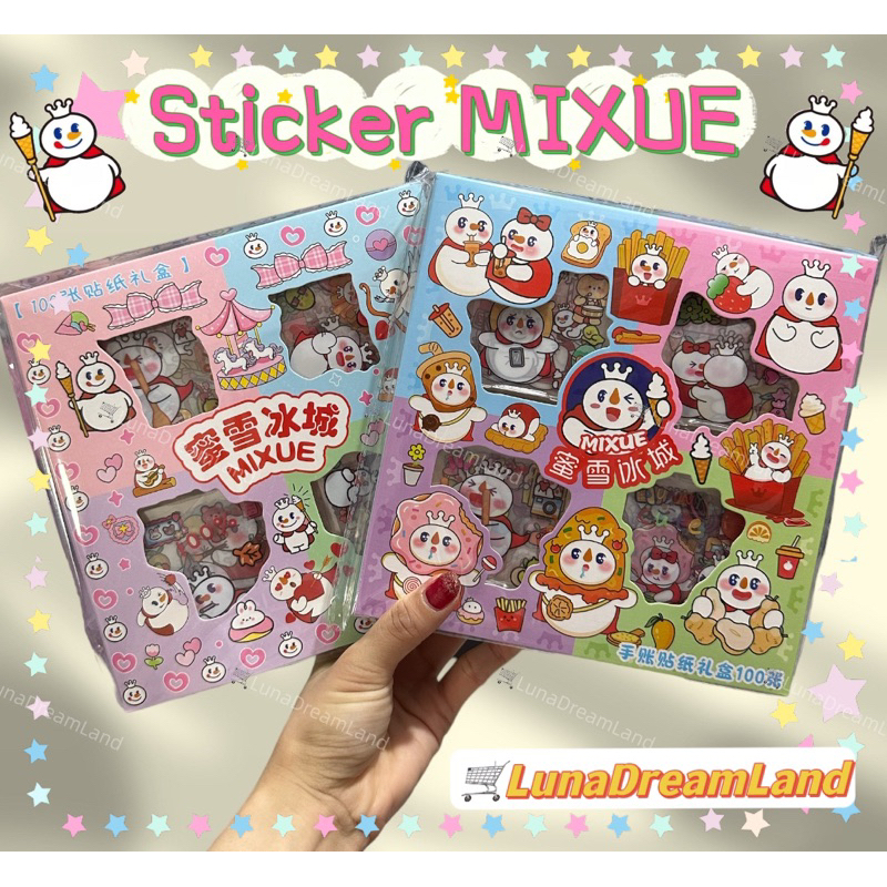 Jual (100Lembar) Sticker Mixue Snow King Rainbow / Stiker Mixue ...