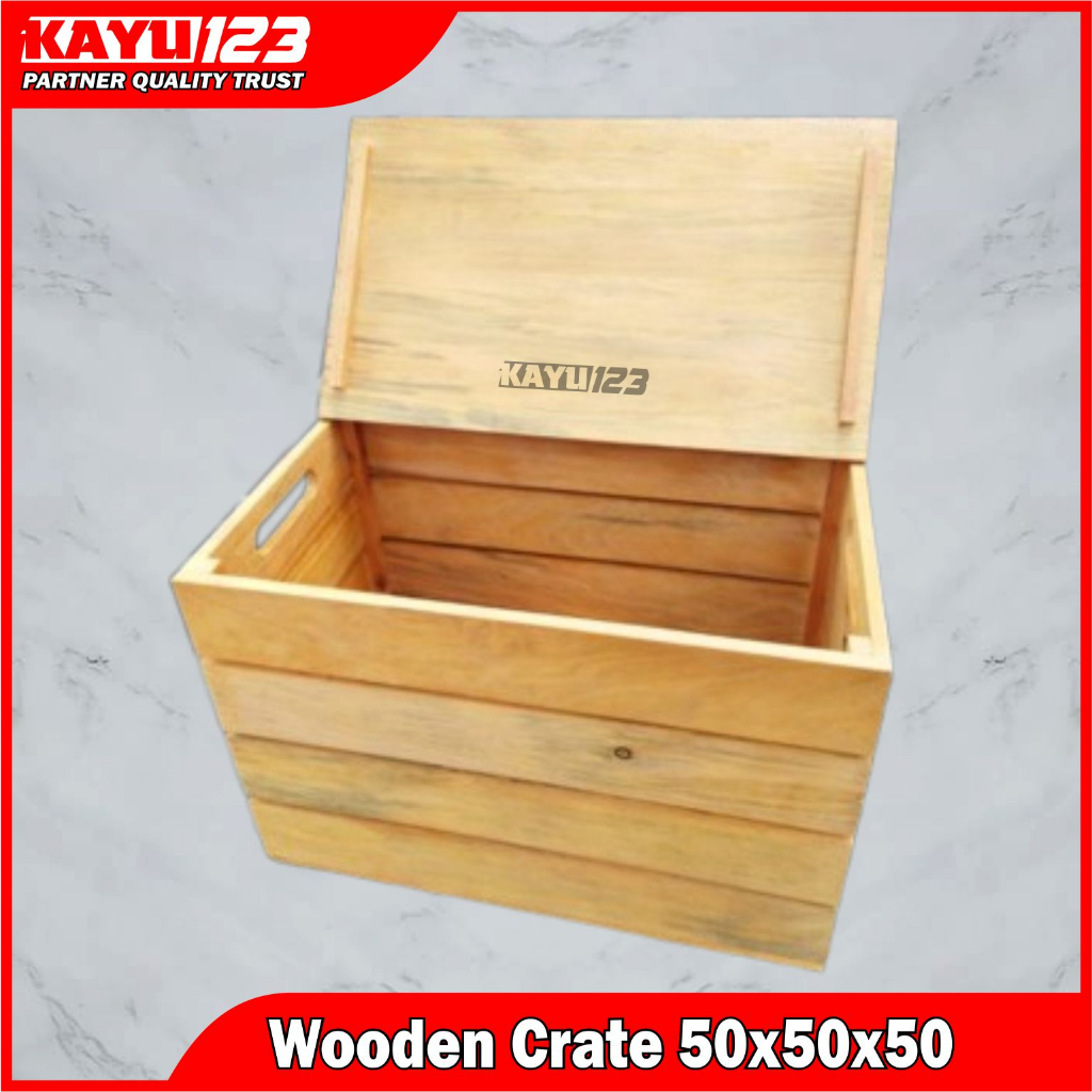 Jual Wooden Crate 50x50x50cm kotak kayu tempat penyimpanan storage box ...