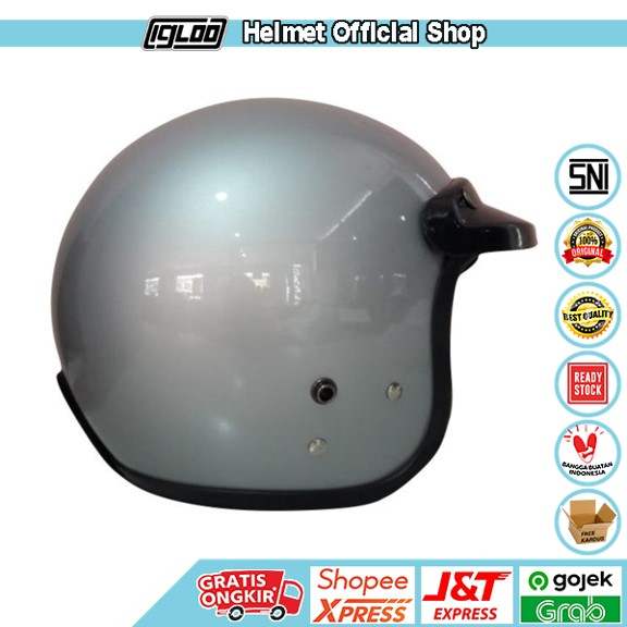 Jual Helm Bogo / helm Retro / merk ANT Classico Silver Gloss Tanpa Kaca ...