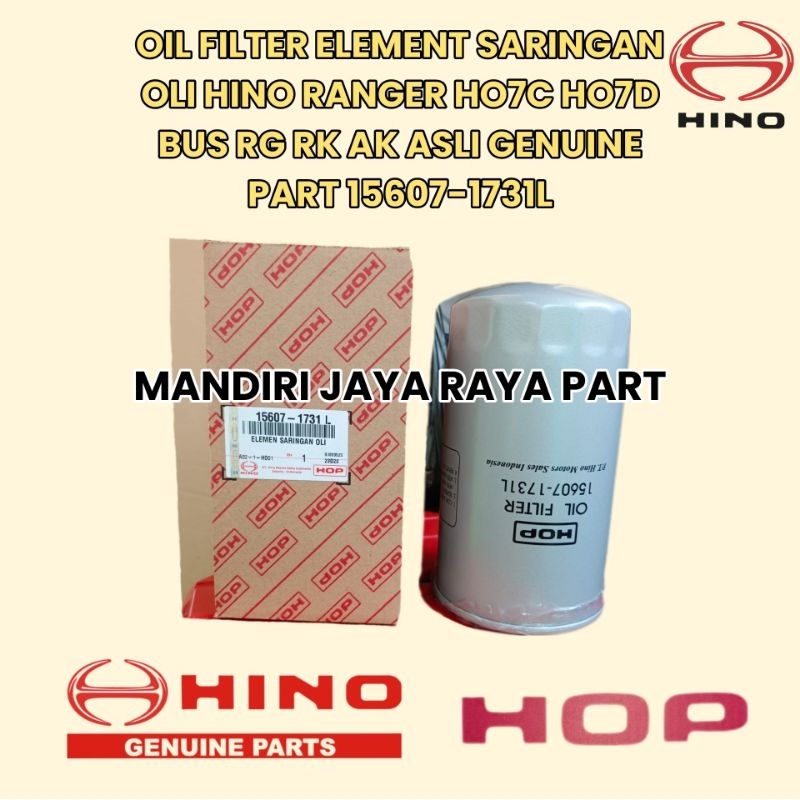 Jual OIL FILTER ELEMENT SARINGAN OLI HINO RANGER HO7C HO7D BUS AK RG RK ORI GENUINE PART 15607 ...