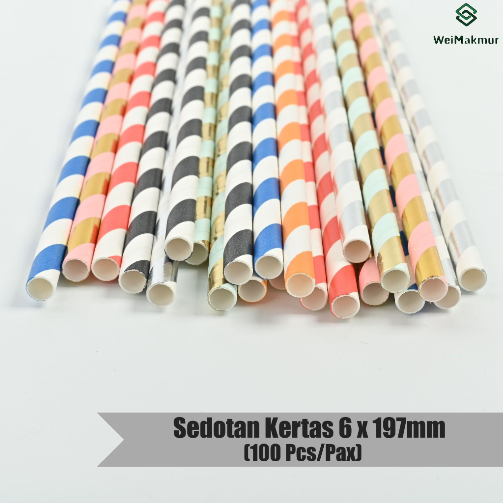 Jual Sedotan Kertas Paper Straw 6 mm (100 Pcs/Pax) Higienis Motif Warna ...