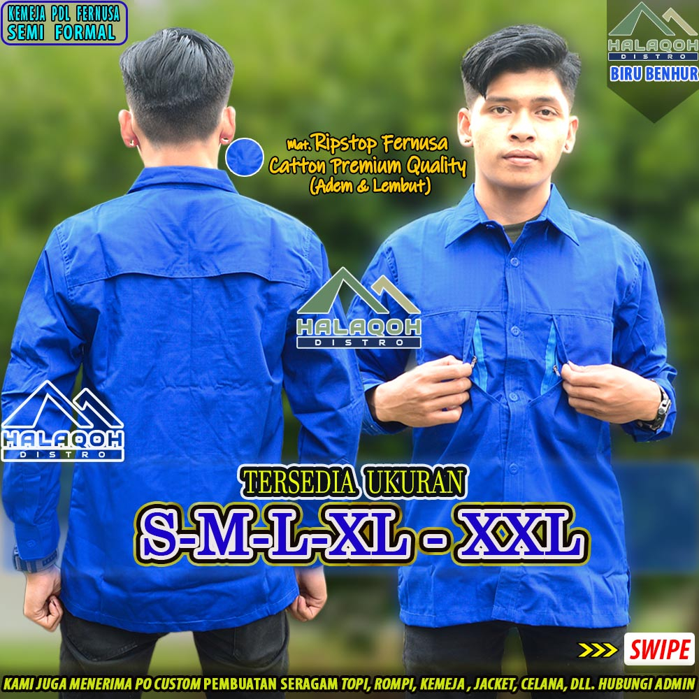Jual KEMEJA PDL CASUAL WARNA BIRU BENHUR| KEMEJA PDL KAMPUS | KEMEJA ...